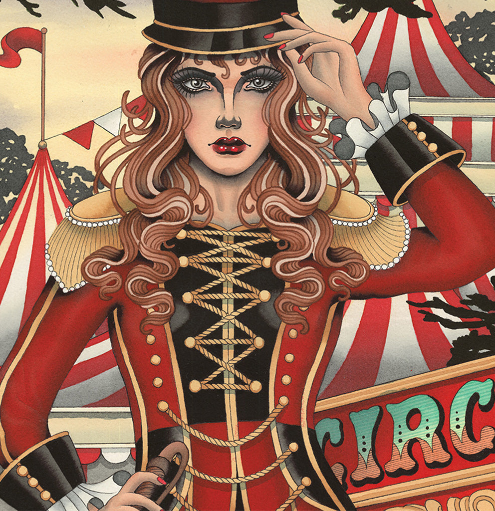 Circus Girl Art Print Acrobatic Girl On A Trapeze Performing In A